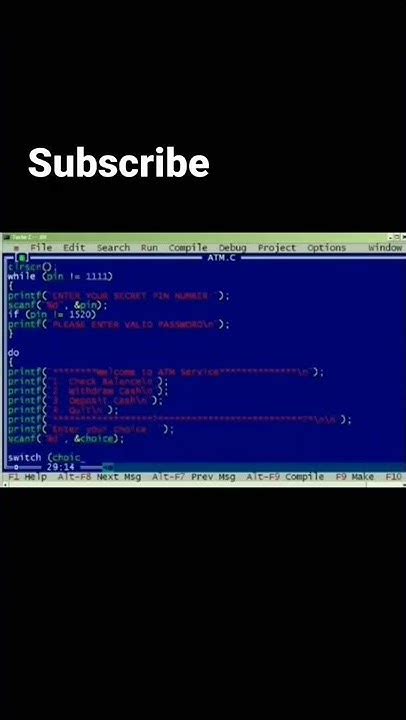 Atm Program In C C Programming Youtube