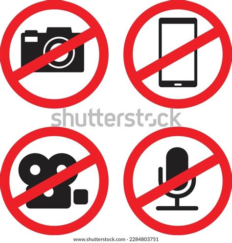 Stop Photographing Video Audio Recording Warning Stock Vector Royalty Free