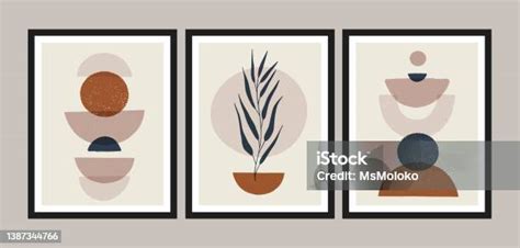 미드 센추리 모던 아트 프린트 3개 세트 갤러리 벽 인쇄 예술 보호 스타일의 인테리어 장식 단일 이미지에 대한 스톡 벡터 아트 및 기타 이미지 Istock