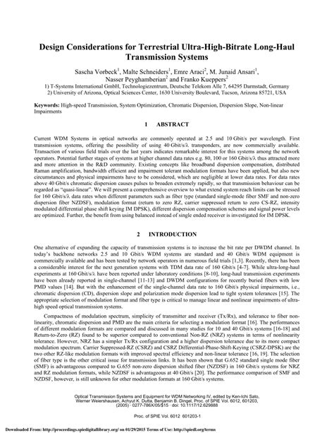 Pdf Design Considerations For Terrestrial Ultra High Bitrate Long Haul Transmission Systems