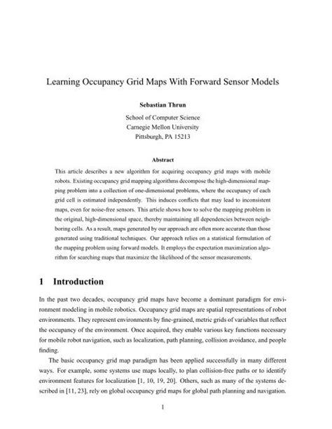Forward Sensor Models For Occupancy Grids