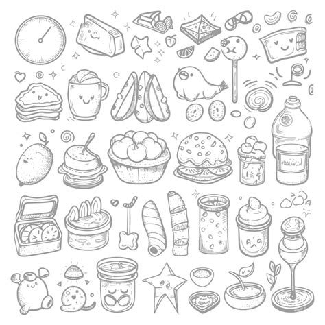 Premium Vector Hand Drawn Cute Object Kawaii Doodle Collection Set