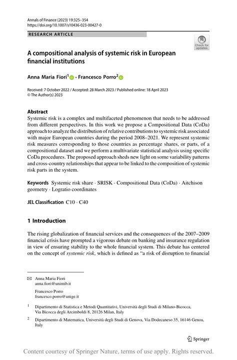 Pdf A Compositional Analysis Of Systemic Risk In European Financial Institutions