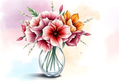 Free Picture Watercolor Style Illustration Of A Vase With Reddish