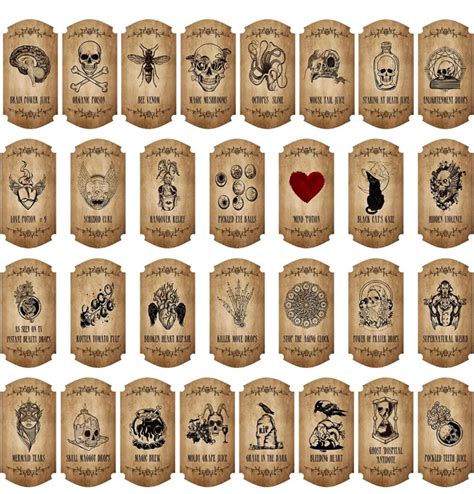 60pc Halloween Potion Bottle Labels Chair And Chisel