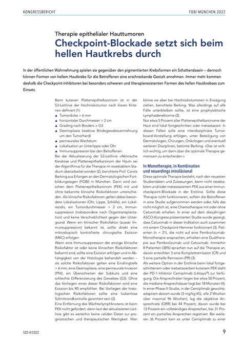 Therapie Epithelialer Hauttumoren Checkpoint Blockade Setzt Sich Beim Hellen Hautkrebs Durch