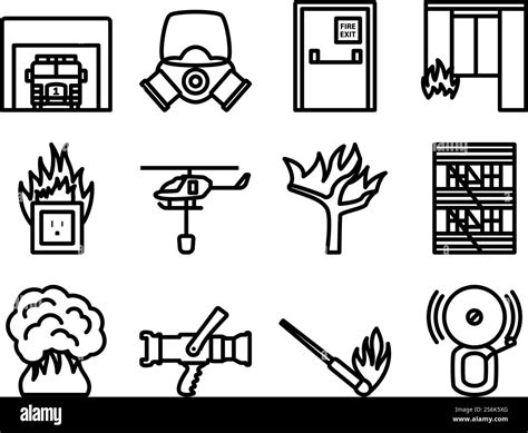 Fire Icon Set Bold Outline Design With Editable Stroke Width Vector Illustration Stock Vector