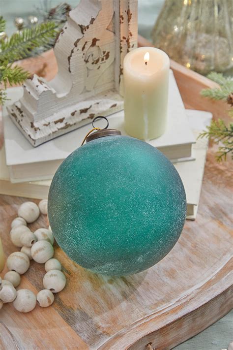 6 Frosted Emerald Glass Ornament Decorators Warehouse