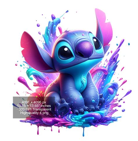 Stitch Watercolor Splash Png High Resolution Digital Design 4 Png Etsy