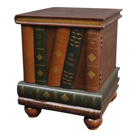 Regency Style Leather Faux Book Stack Side Table Ebay