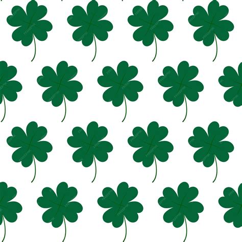 Premium Vector Seamless Pattern Of Four Leaf Clover In Trendy Green