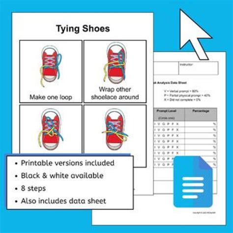 Tying Shoes Task Analysis Visuals Poster For How To Tie And Data Sheet