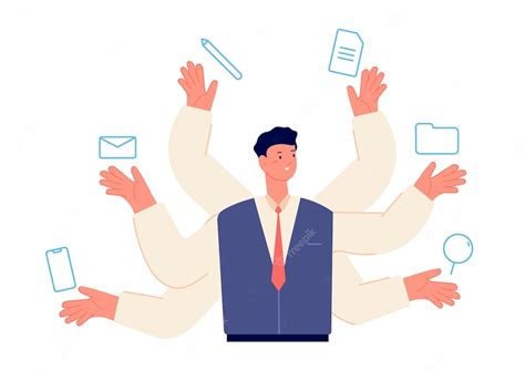 Premium Vector Multitasking Concept Employment Self Multitask Productivity Programmer Or