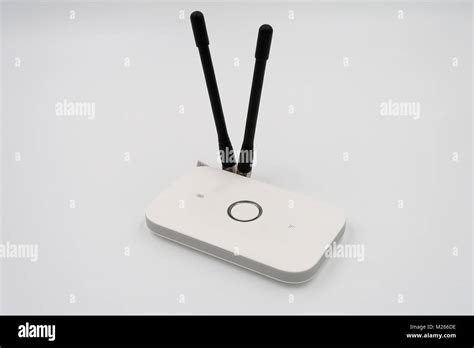 Wi Fi Portable Router With Connected External Antennas On A White Background Stock Photo Alamy