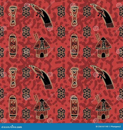 Beautiful Indonesian Batik Papua Bird Seamless Pattern Ts049 Stock