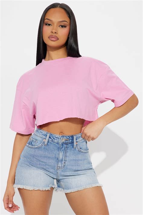 The Oversized Cropped Tee Pink Fashion Nova
