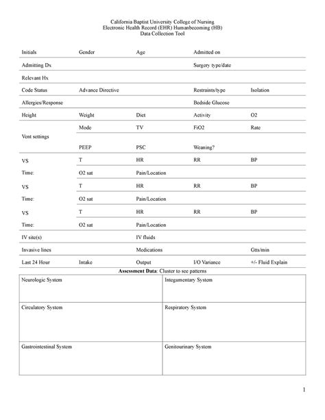 Ehr Data Collection Tool 2 California Baptist University College Of
