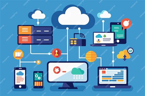 Premium Vector Connected Devices And Data Transfer In A Cloud