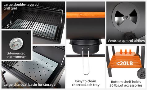 Halnyhyfd Charcoal Grill With Temperature Gauge Large