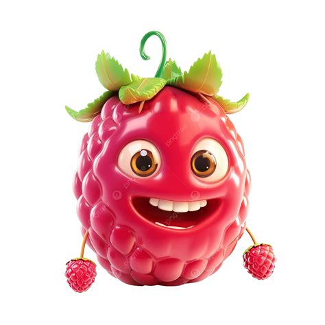Cute And Smile Cartoon Fruit Colorful Character Raspberry Colorful Happy Smile Png