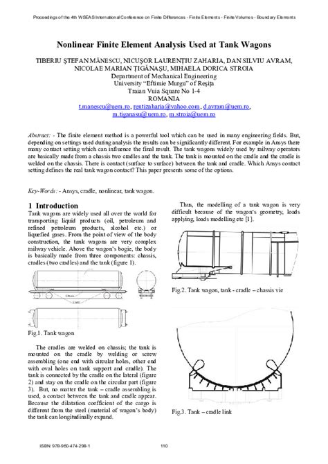 Pdf Nonlinear Finite Element Analysis Used At Tank Wagons