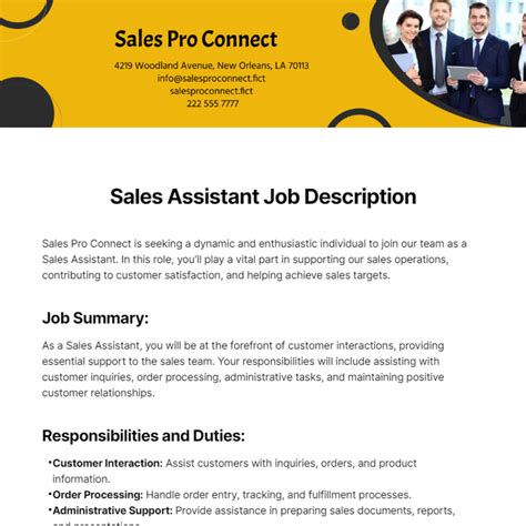 Sales Assistant Job Description Retail Assistant Job Description