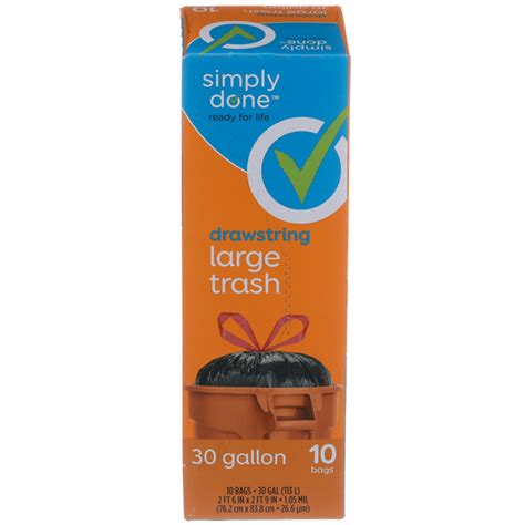Simply Done Drawstring Large 30 Gal Trash Bags 10 Count