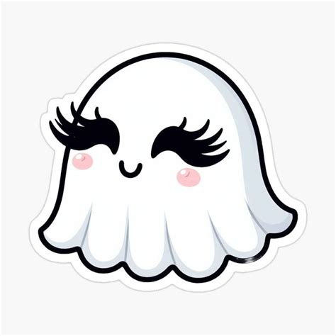 Blushing Ghost With Big Eyelashes Sticker For Sale By Isikpk