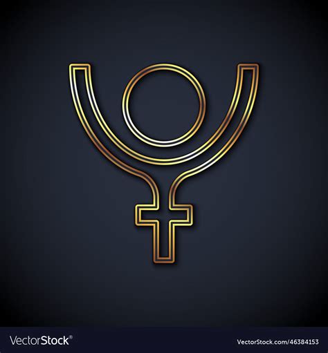 Gold Line Ancient Astrological Symbol Of Pluto Vector Image