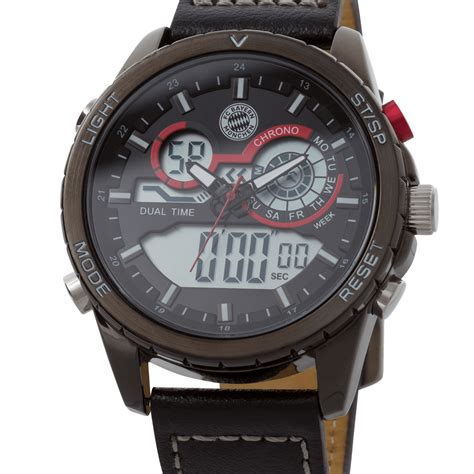 Men Analogue Digital Clock Black Official Fc Bayern Munich Store