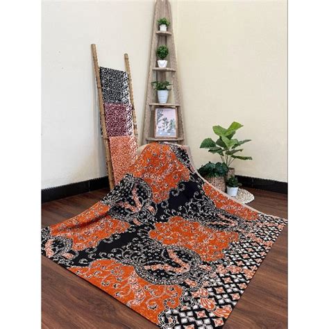 Jual Kain Batik Solo Alusan Kembang Jalar Oranye Shopee Indonesia