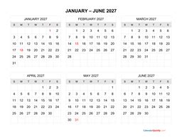 January To June 2027 Calendar With Notes Calendar Quickly