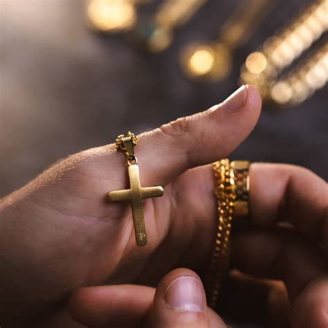 Mens Gold Plated Cross Necklace Steel Pendant By Twisted Pendant