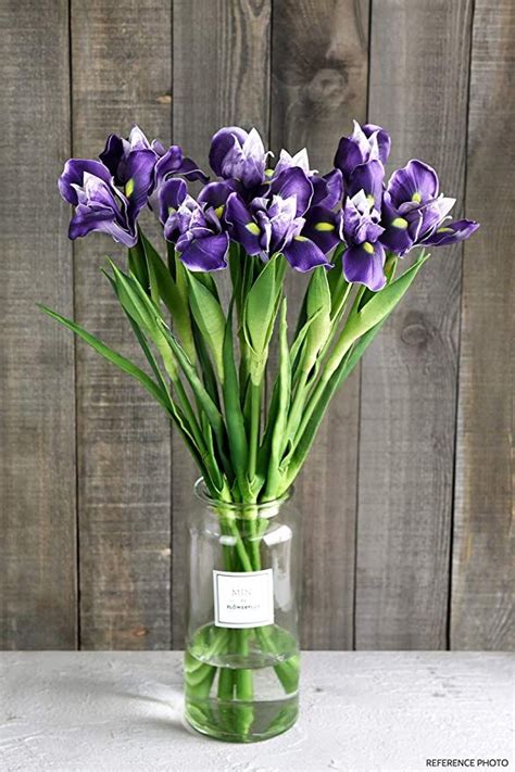 Dark Purple Real Touch Artificial Iris Flowers For Home Decoration