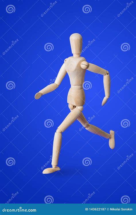 Sports Wooden Toy Figure On Blue Stock Image Image Of People Dummy