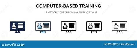 Computer Based Training Icon In Filled Thin Line Outline And Stroke Style Vector Illustration