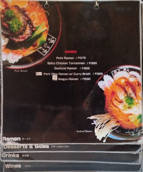 Menu At Robata Davao Restaurant Davao City