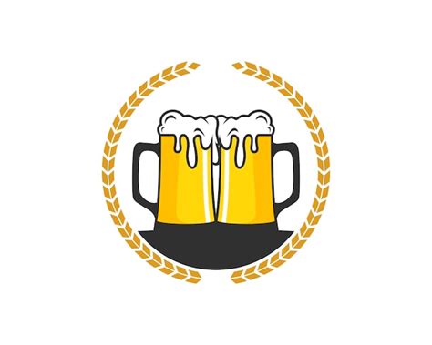 Premium Vector Circular Wheat With Double Glass Of Beer