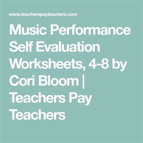 Music Performance Self Evaluation Worksheets 4 8 Music Performance