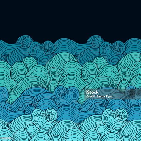 Seamless Abstract Pattern Curly Waves And Spirals Vector Illustration