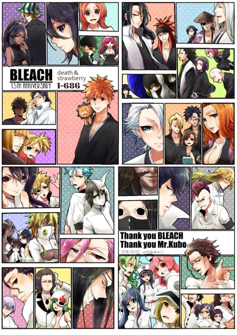 Safebooru 6boys 6girls Abarai Ichika Adjusting Glasses Ahoge Aizen