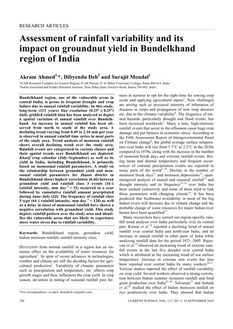 Pdf Assessment Of Rainfall Variability And Its Impact On Groundnut