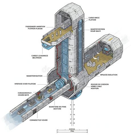Futuristic Spacecraft Cutaway Illustration Reveals Internal Structure