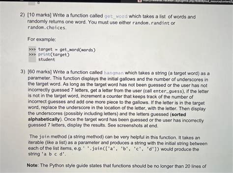 solved 1 [20 marks] write a function named enter guess