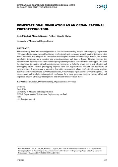 Pdf Computational Simulation As An Organizational Prototyping Tool