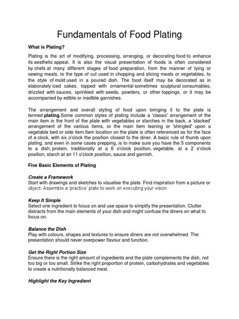 Classical Food Plating Techniques Guide Pdf Tableware Garnish Food
