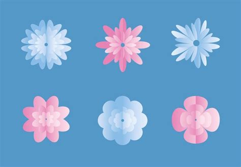 Premium Vector Flowers With Blue And Pink Gradient Icons