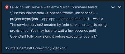 Link Service Command Fails · Issue 1040 · Redhat Developervscode Openshift Tools · Github
