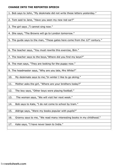 Reported Speech Exercises For Class 9 Cbse With Answers Pdf Msadiamond