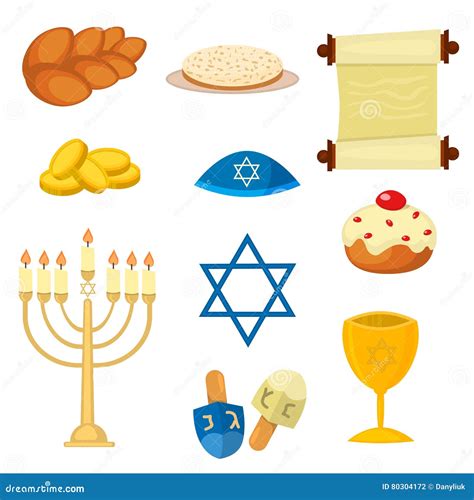 Judaism Church Traditional Symbols Isolated Hanukkah Religious